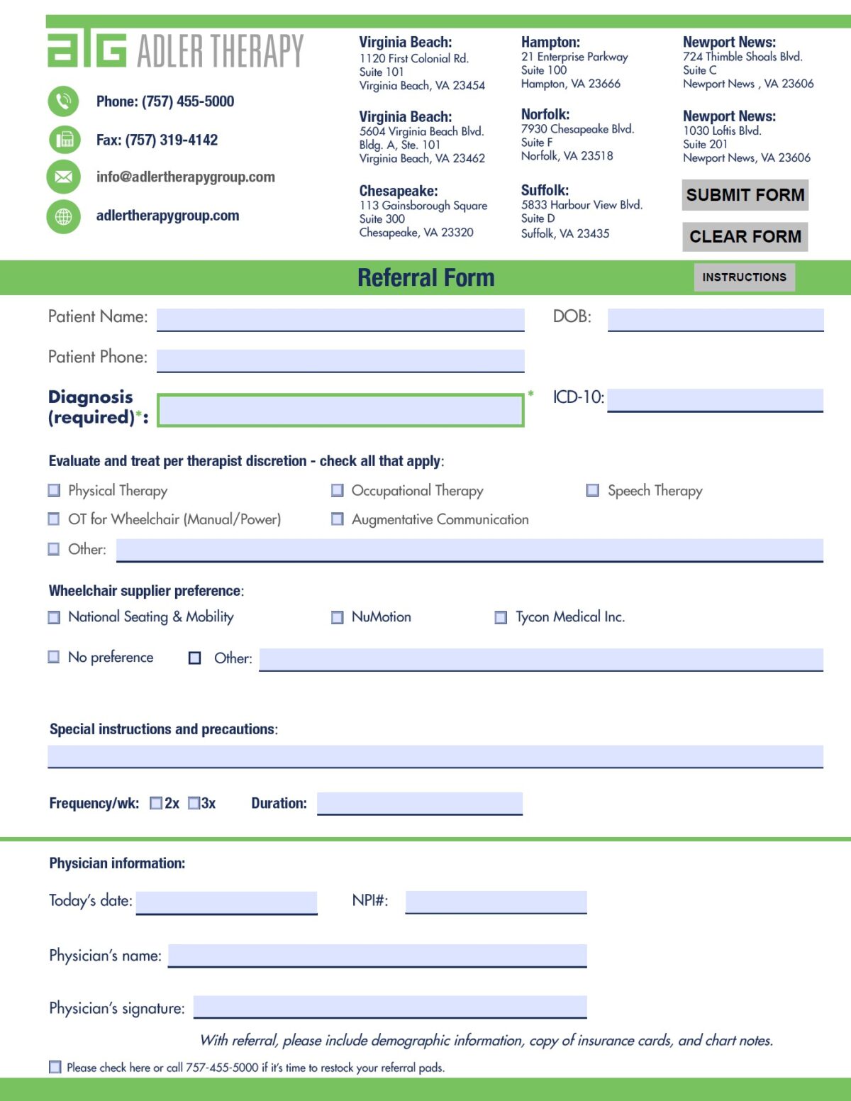 HIPAA-Compliant Referral Form Instructions - Adler Therapy Group