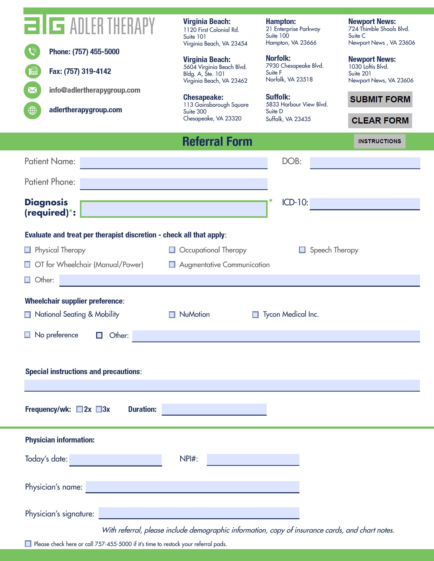 HIPAA-Compliant Referral Form Instructions - Adler Therapy Group